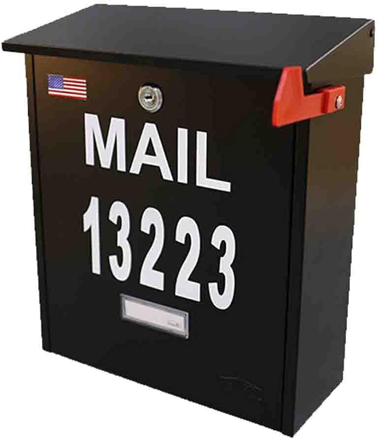 Wall Mount Locking Mailbox - Black Large Capacity Security House ...