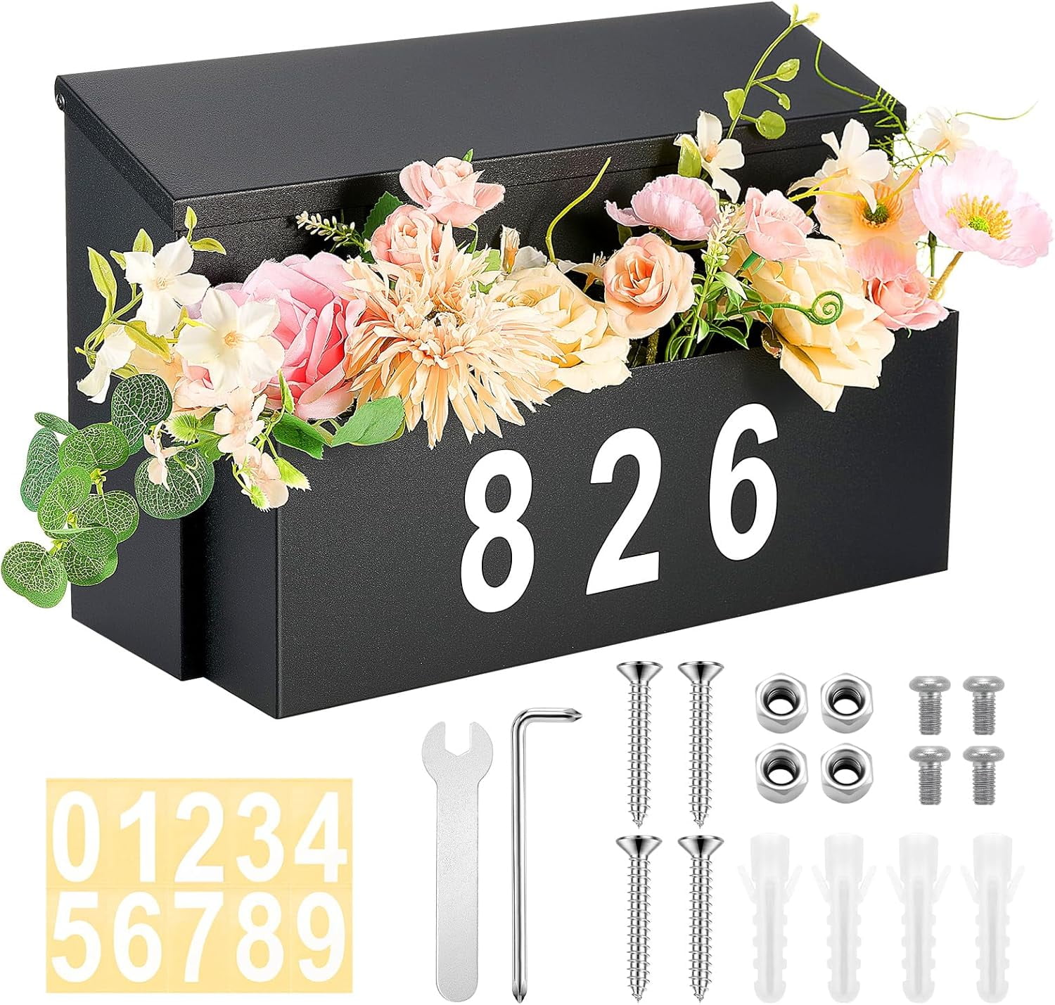 Wall Mount Mailbox, Large Capacity Mailboxes, Metal Post Drop Box with ...