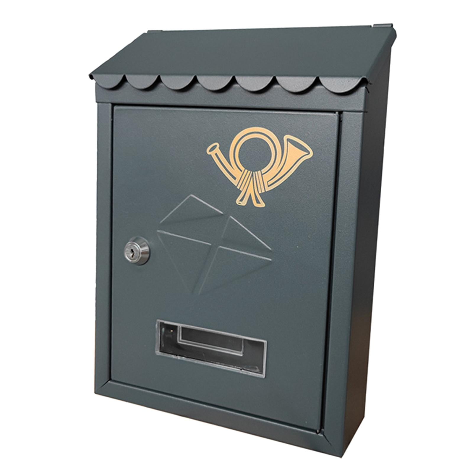 Lockable Wall Mount Mailbox, Outside Office Decorative with Key, Large ...