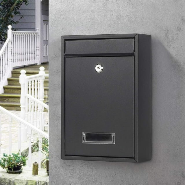Wall Mount Mailbox, Steel Cover Metal Drop Box, Mail Box with Key Lock ...