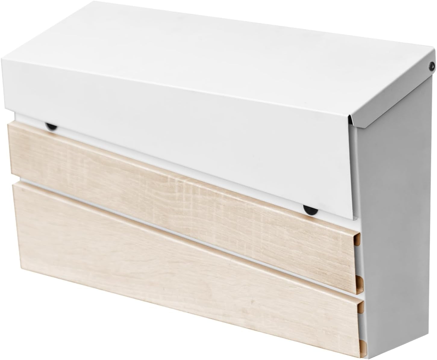 Wall-Mount Mailbox, White Walnut Wood Panel, Rust Resistant Large ...