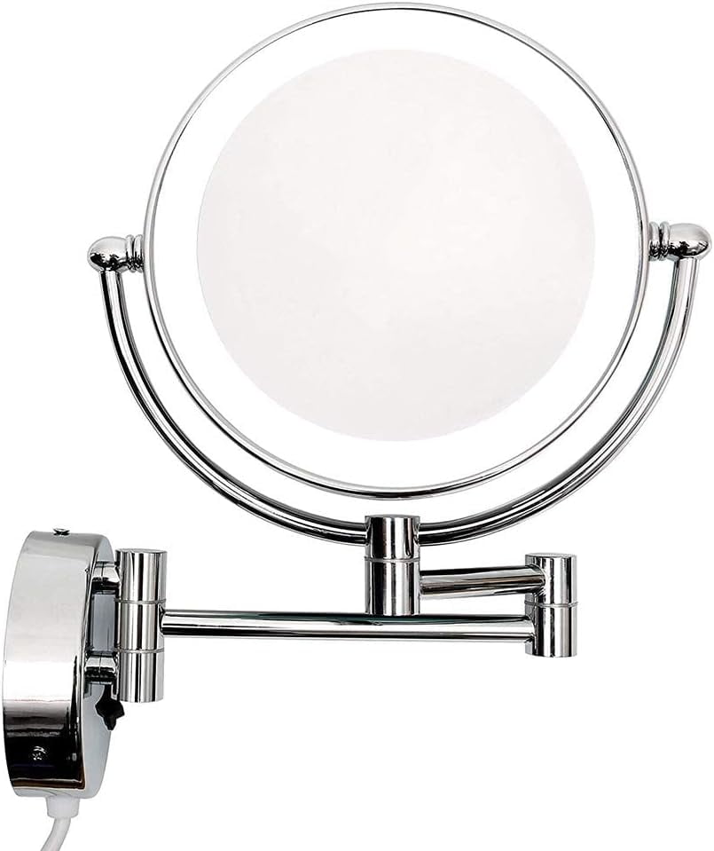 Wall Mount Makeup Mirror with 3X Magnification, LED Lighted Double ...