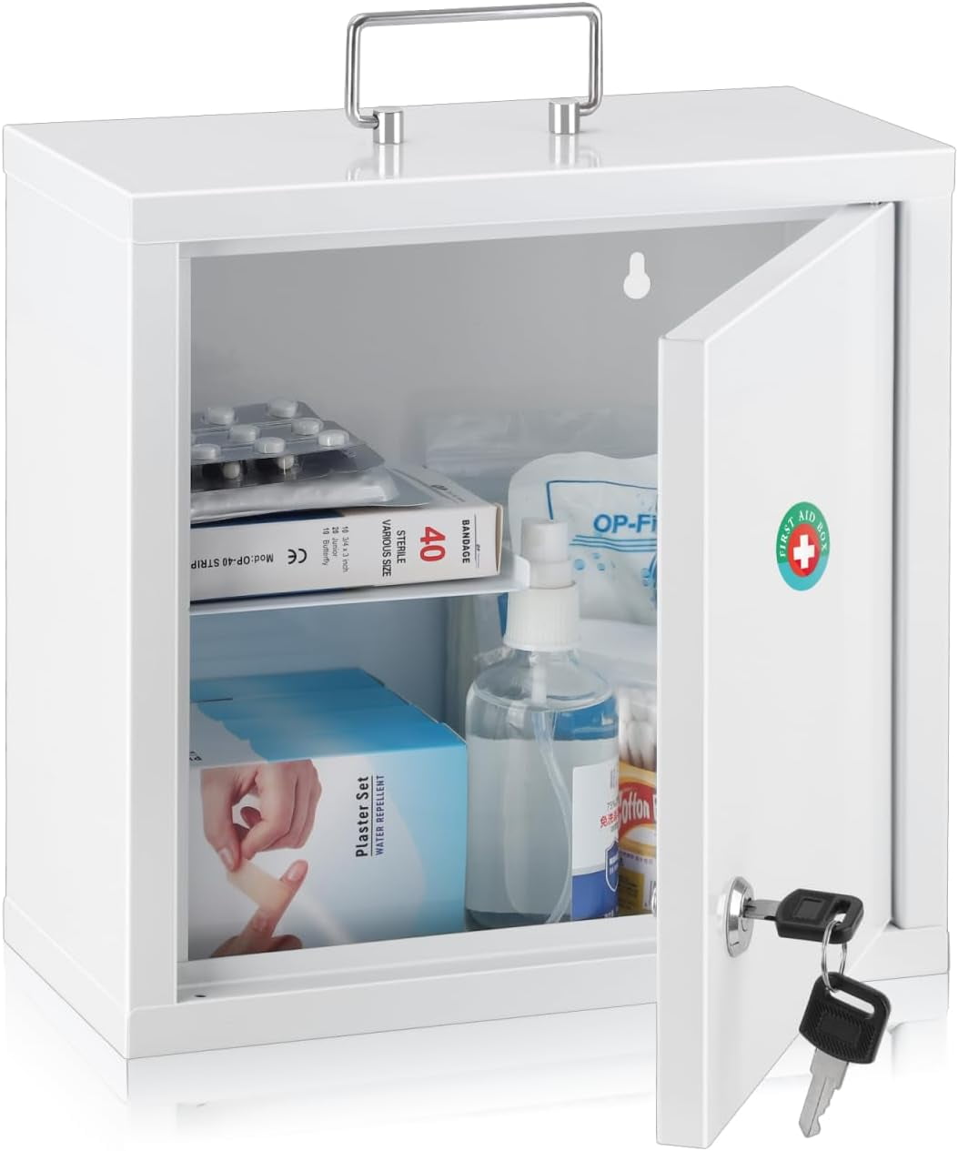 Locking Medicine Cabinet, Medication Lock Box with Key, Wall Mount ...