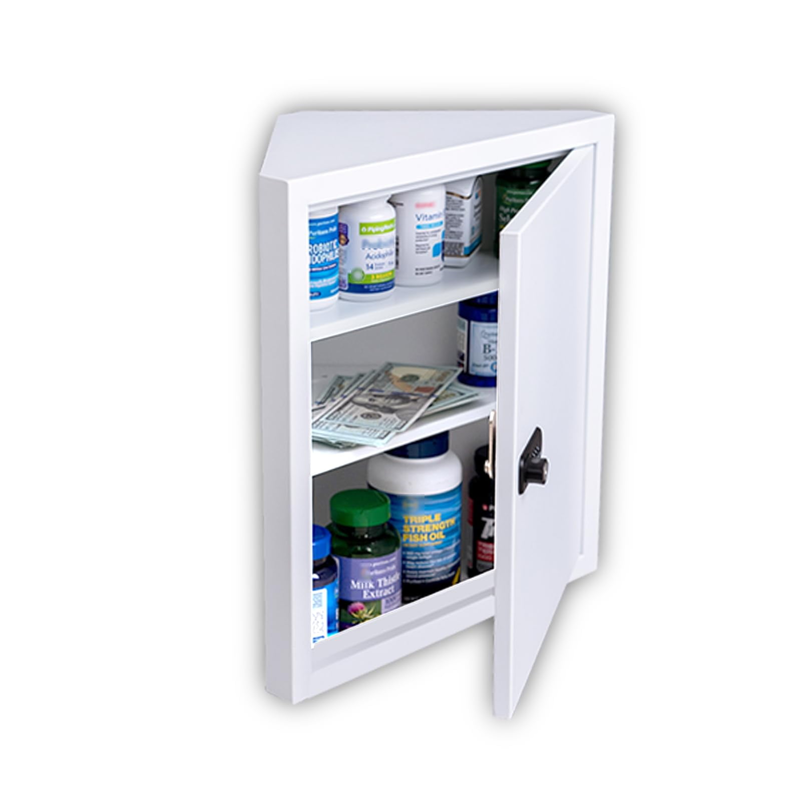 Wall Mount Medicine Cabinet,Locking Corner Cabinet with Code & Key ...