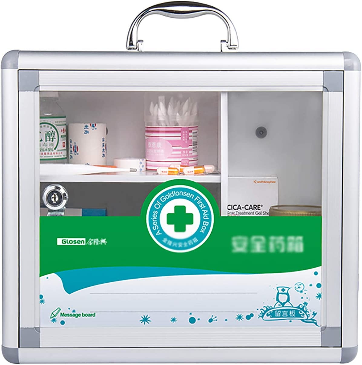 Wall Mount Medicine Cabinet Portable Family First Aid Box with Clear ...