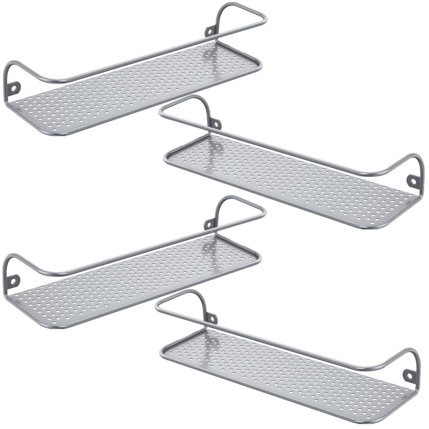 Wall Mount Metal Spice Racks for Kitchen Storage Silver- Set of 4 by ...