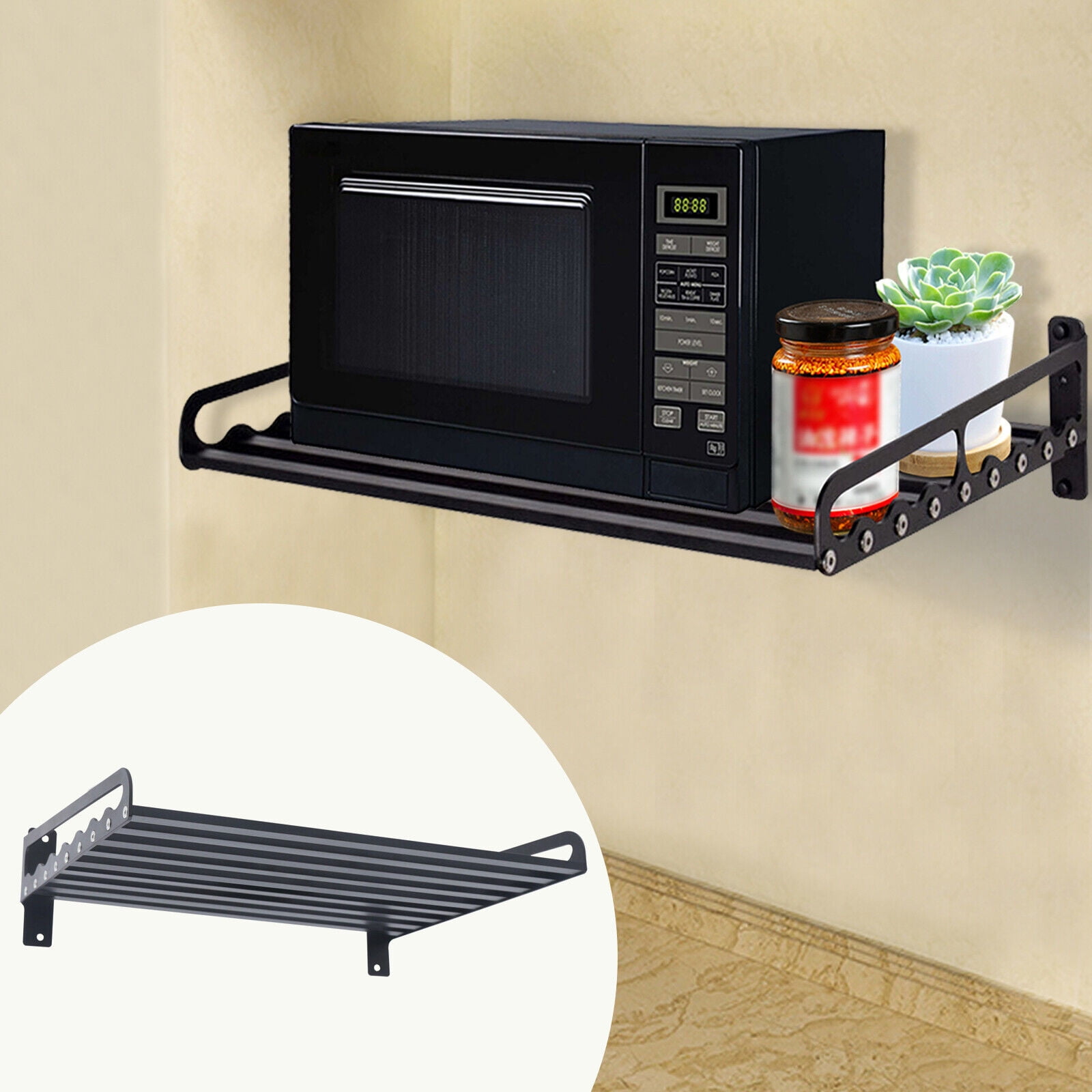 Wall Mount Microwave Oven Bracket Kitchen Storage Cooker Holder Shelf ...