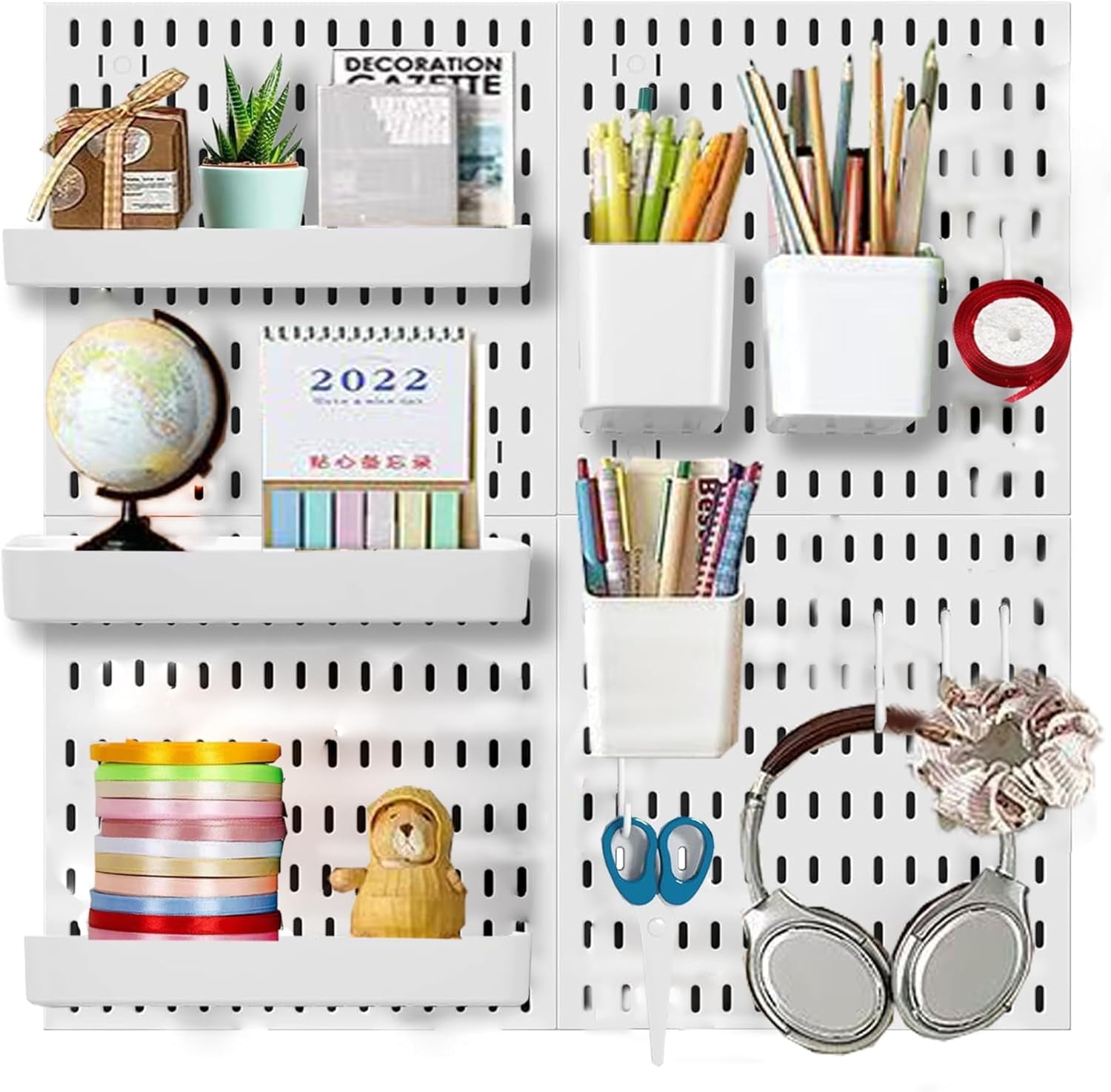 Wall Mount Pegboard Organizer Kit - 4 Panels & 36 Accessories, Space ...