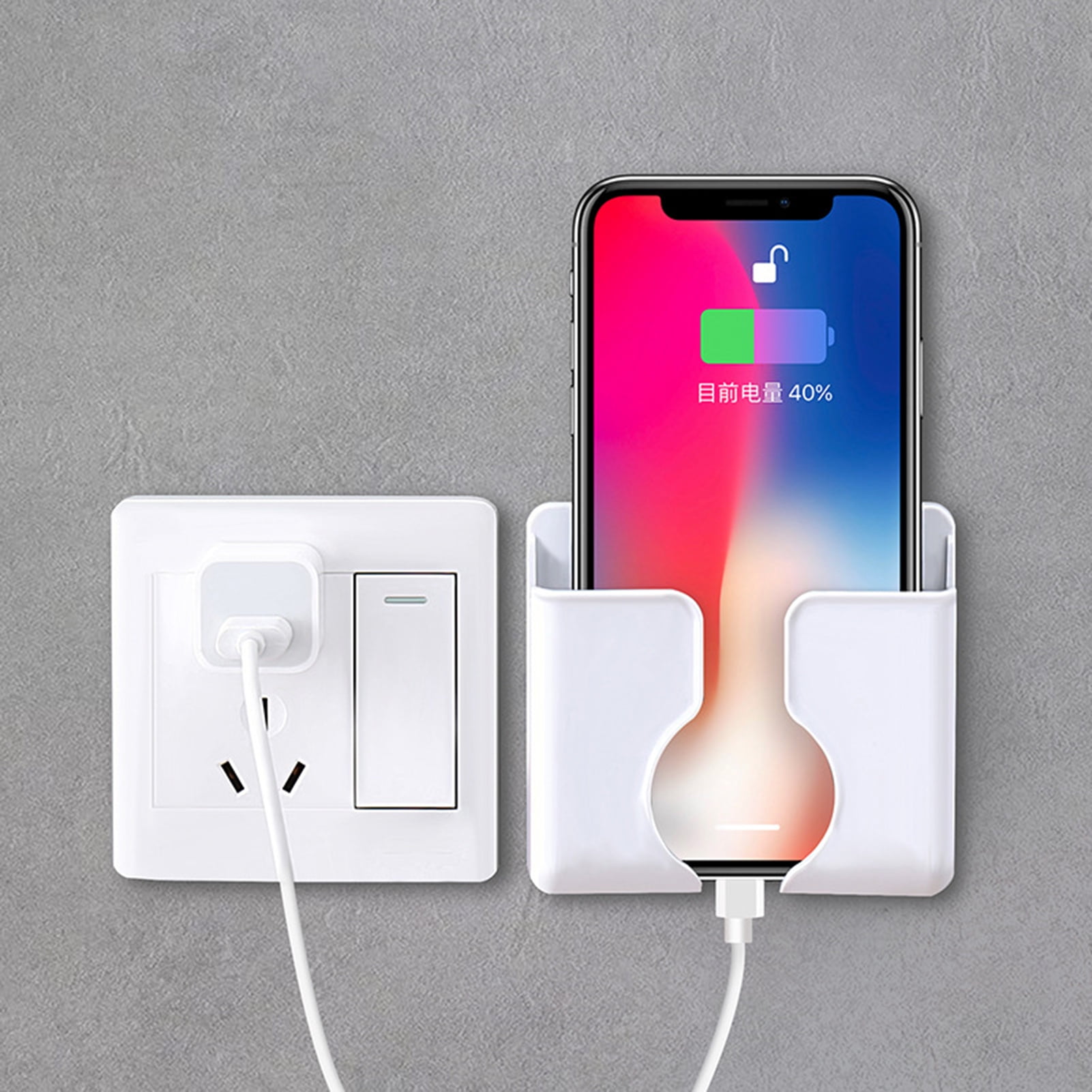 Manunclaims Wall Mounted Phone Holder, Space-Saving Charging Dock with ...
