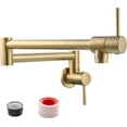 Wall Mount Pot Filler Faucet, Brushed Gold Kitchen Tap Sink Faucet ...