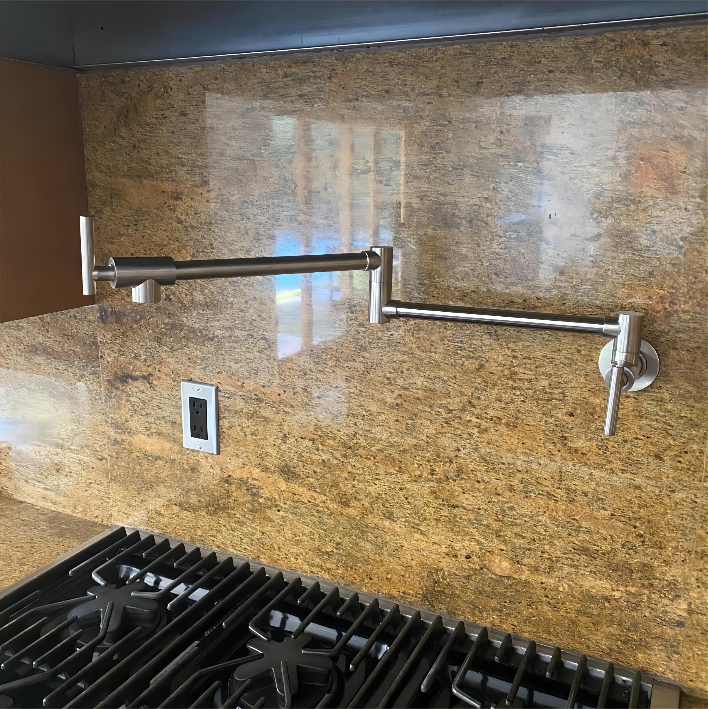 Wall Mount Pot Filler Faucet with Brushed Nickel Finish, Dual Swing ...
