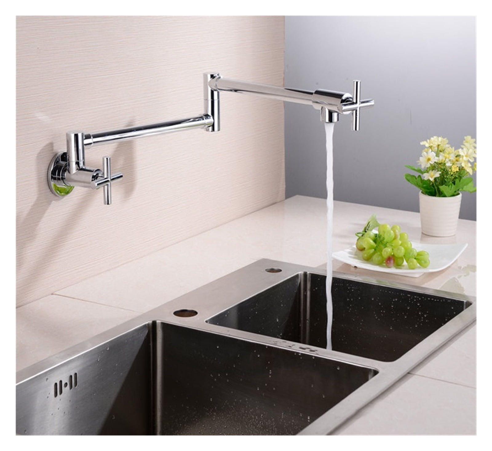 Wall Mount Pot Filler Sink Taps Swinging Spout Faucet For Kitchen ...