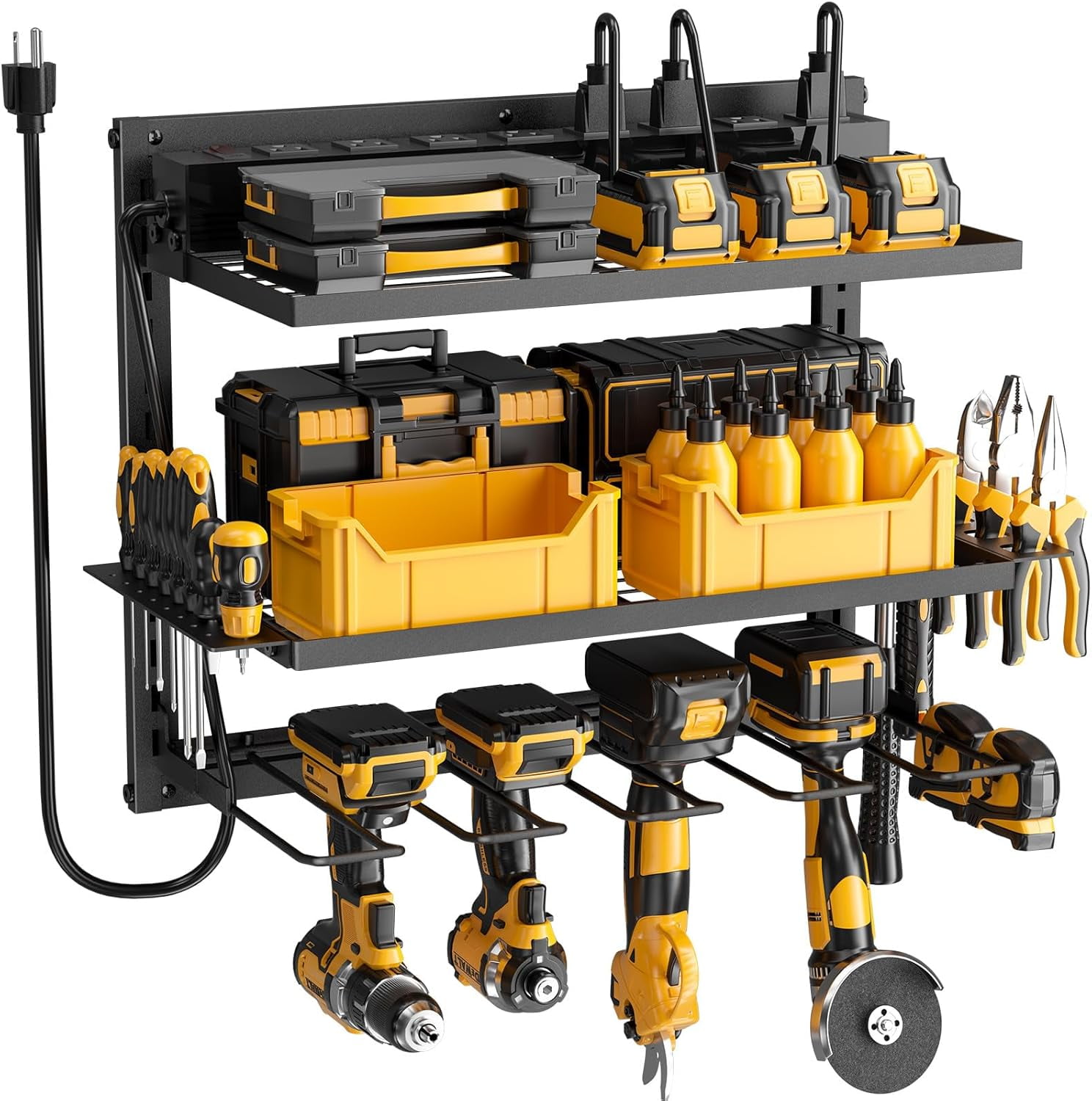 Wall Mount Power Tool Organizer with Charging Station, 3 Layer ...