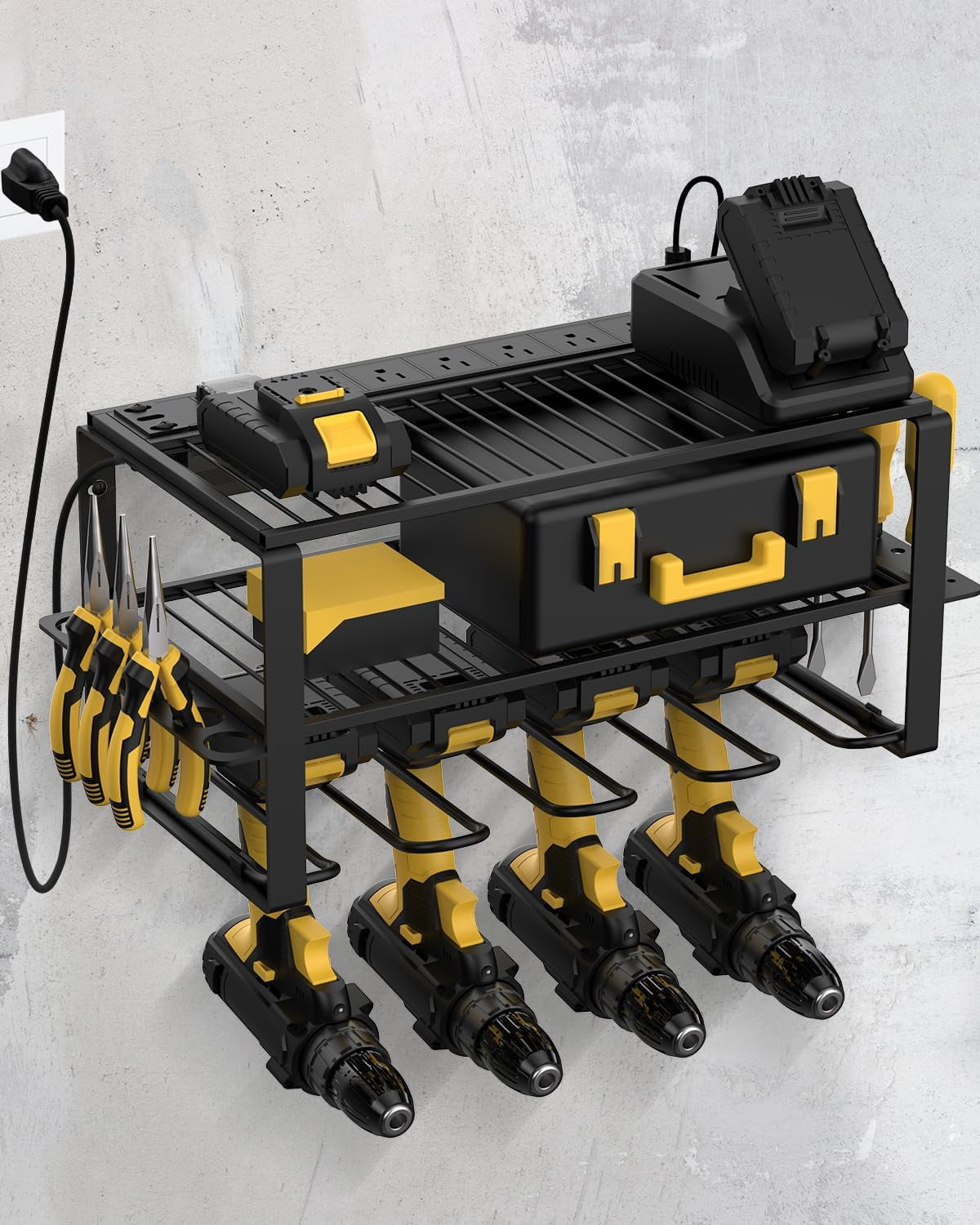 Power Tool Charging Station - 3 Layer Wall Mount Power Tool Organizer ...