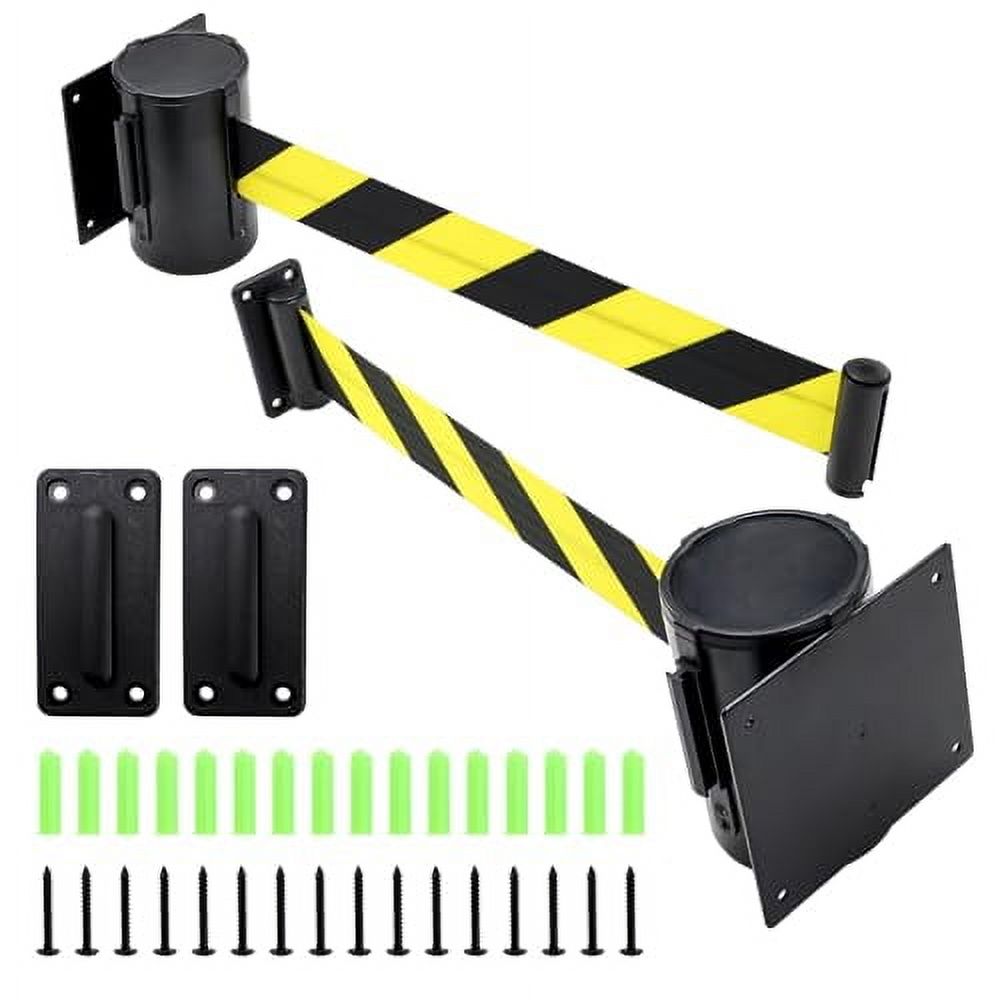 Wall Mount Retractable Belt,2 Pack 16 Ft Crowd Control Safety Belt ...
