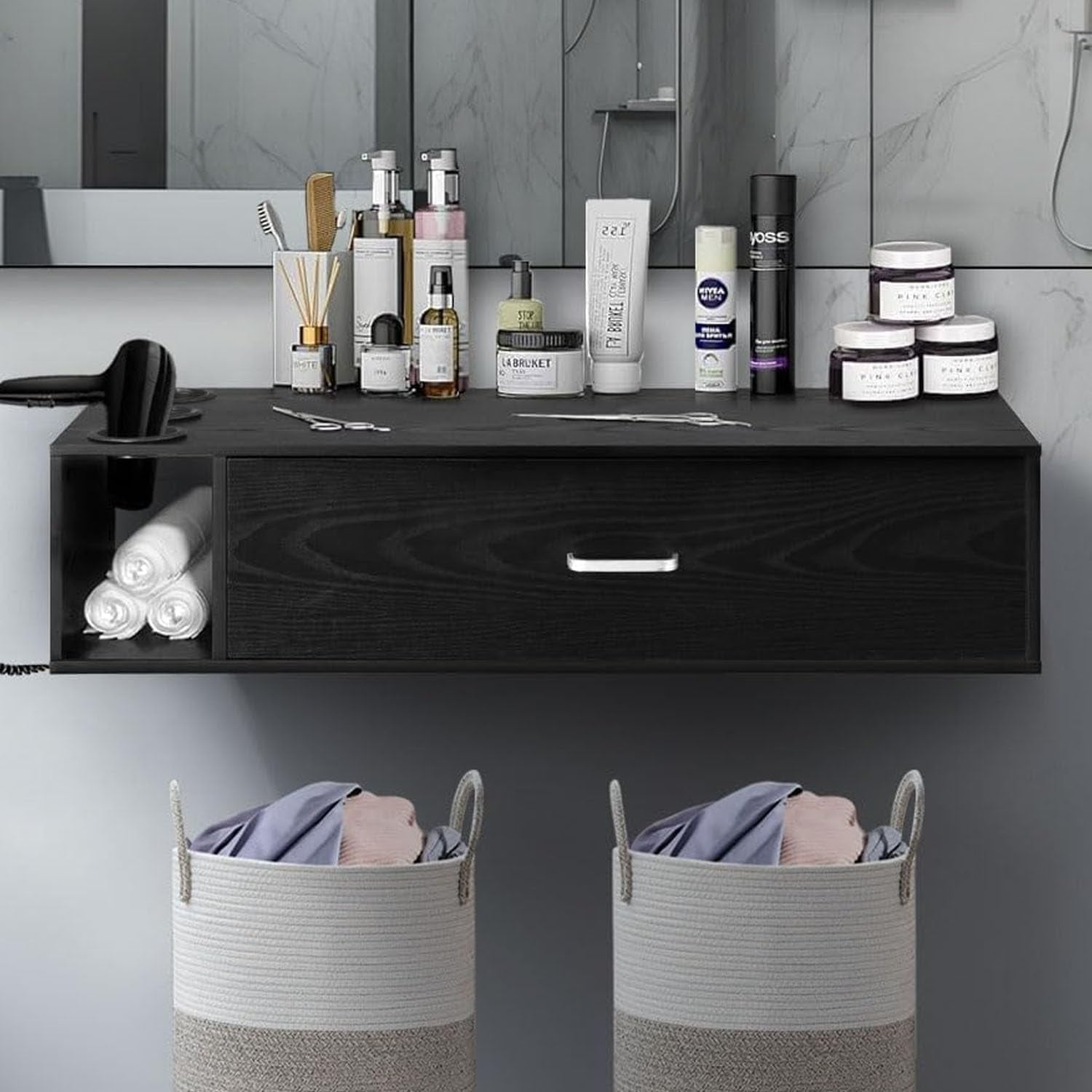 Wall Mount Salon Station, Beauty Salon Stations Equipment with Drawer ...