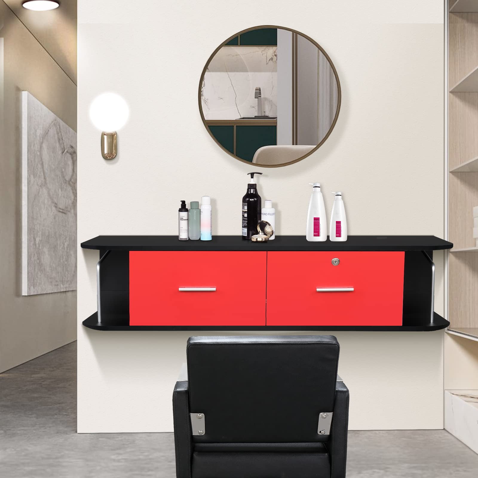 Wall Mount Salon Stations for Hair Stylist, Salon Cabinets and Storage ...