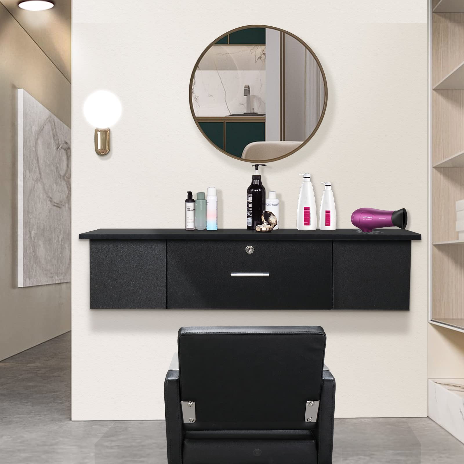 Wall Mount Salon Stations for Hair Stylist, Salon Cabinets and Storage ...