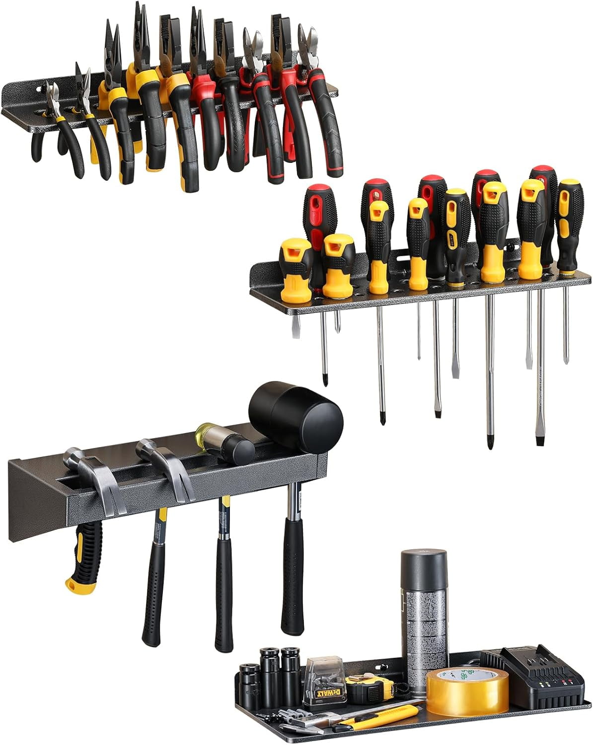 Wall Mount Screwdriver Organizer, Pliers Holder, Hammer Rack, 17x8.5 ...