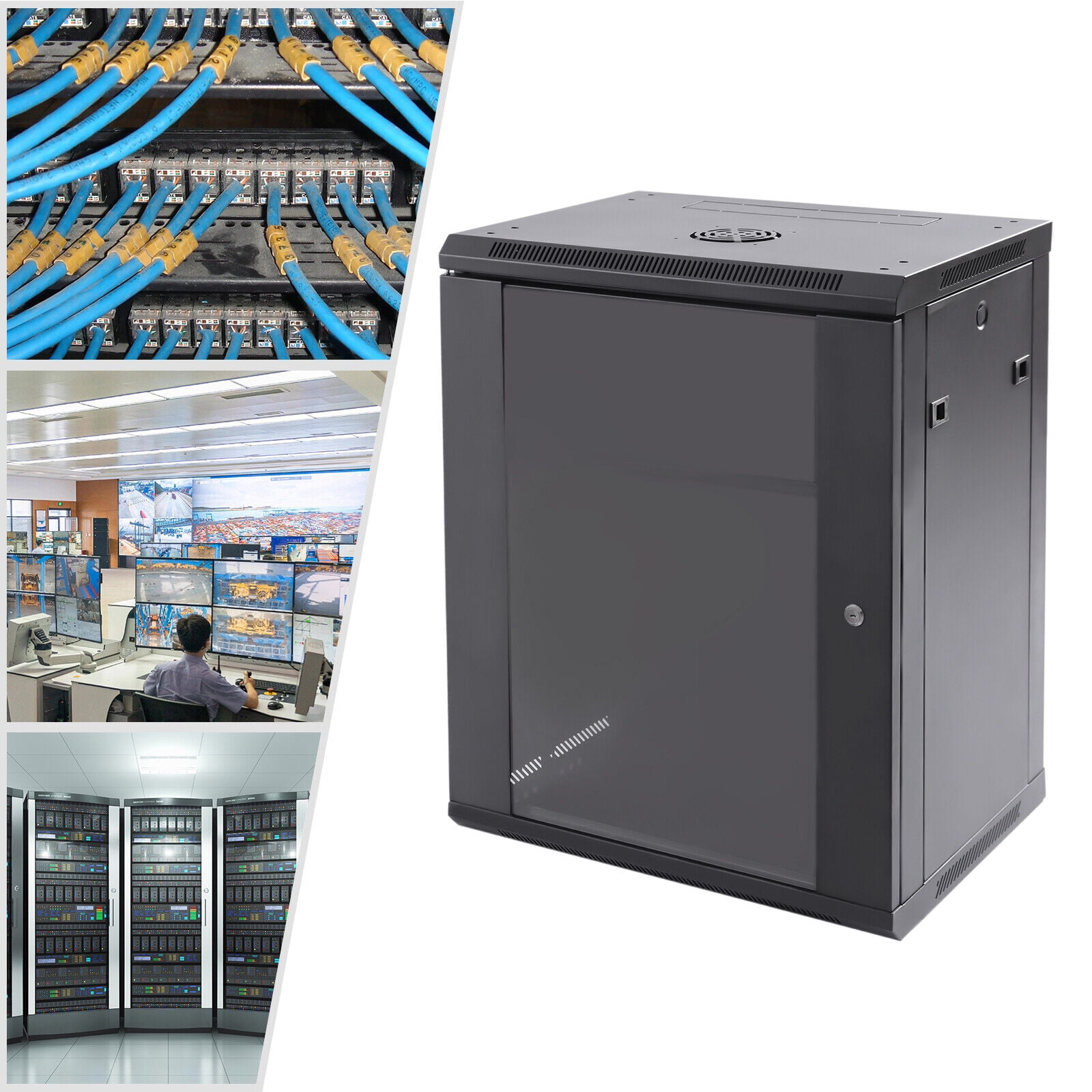 Wall Mount Server Cabinet Rack Enclosure With Glass Door 15U 60kg/132 ...