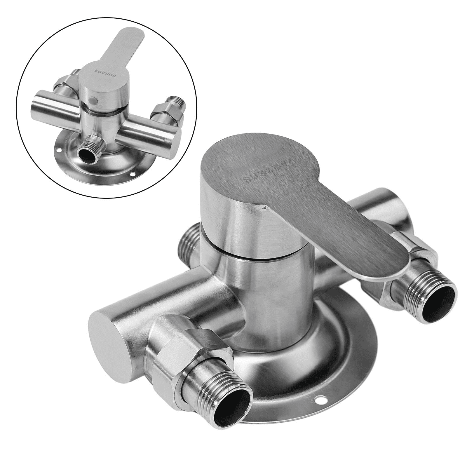 Wall Mount Shower Faucet Control Valve Bath Mixer Bathroom Water Tap G1/2",304 Stainless Steel ...