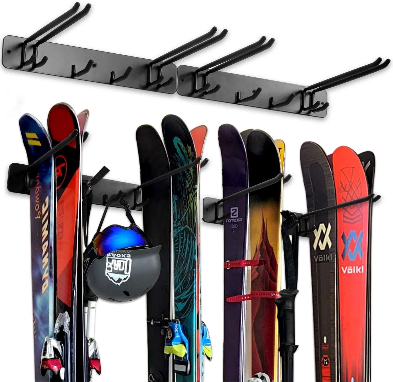 Wall Mount Ski Storage Rack,Garage Snowboard Storage Organizer 8 Pairs ...