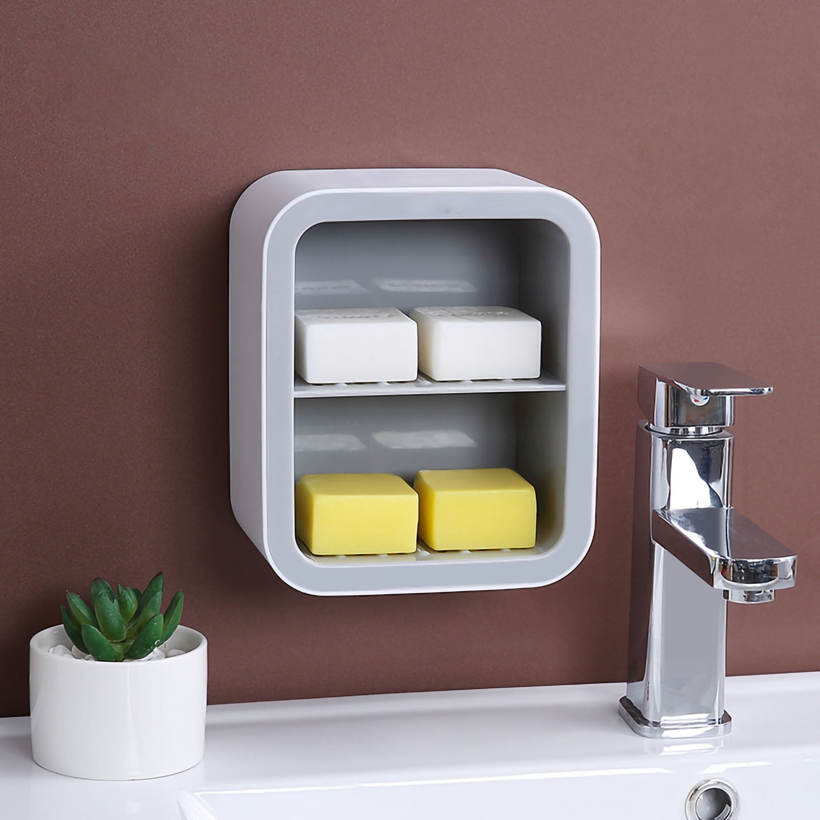 Wall Mount Soap Rack Drain Toilet Suction Disc Punch Free Box Student ...