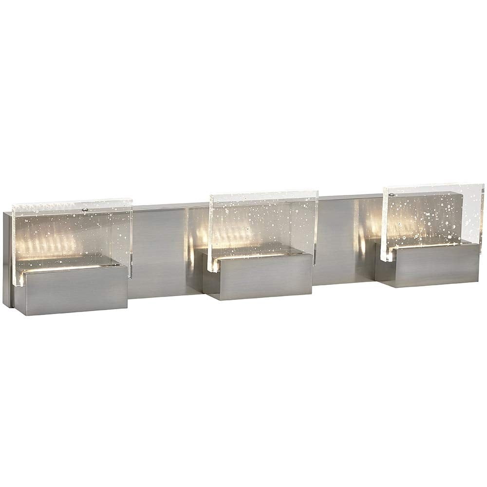 Wall Mount Square Bubble Glass Silver Color LED Bathroom Light ...