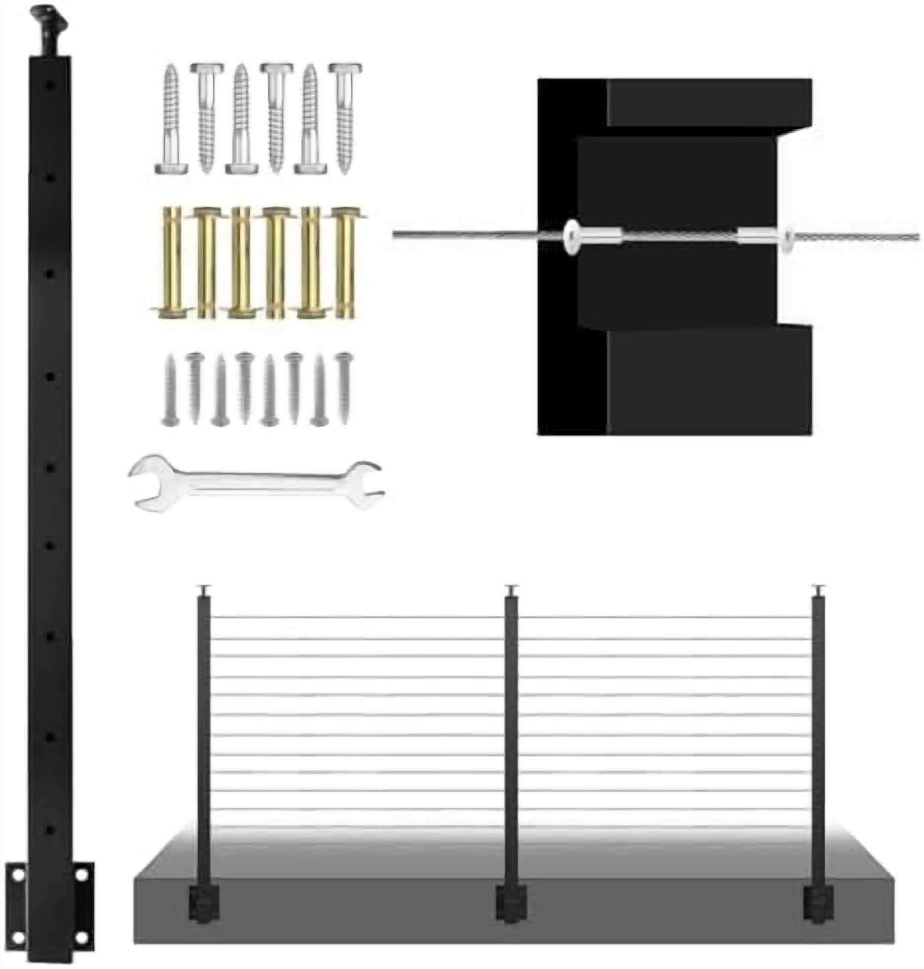 Wall Mount Stair Cable Railing Post 42" x 2" x 2",180° Level Hole Deck ...