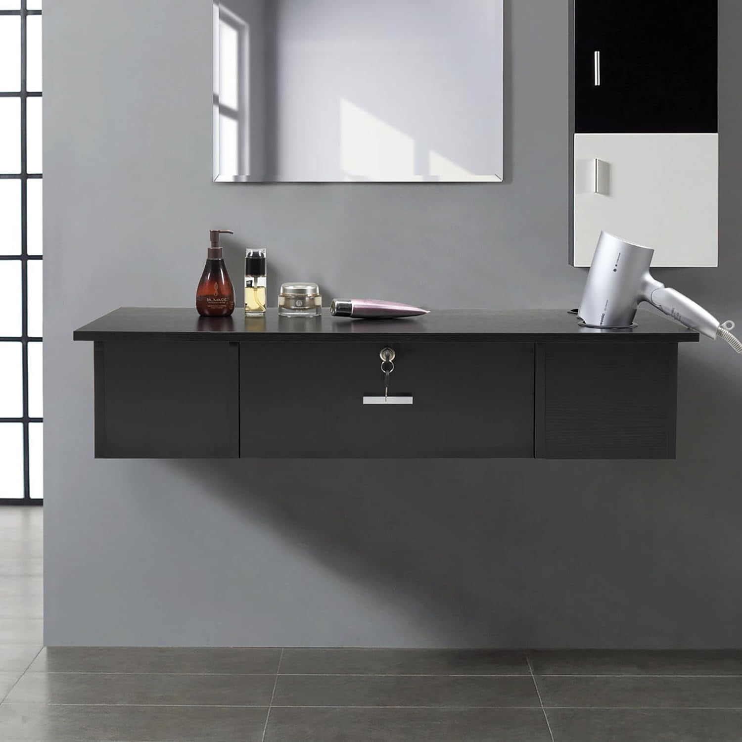 Wall Mount Styling Barber Station with Locked Storage Drawer,Salon ...