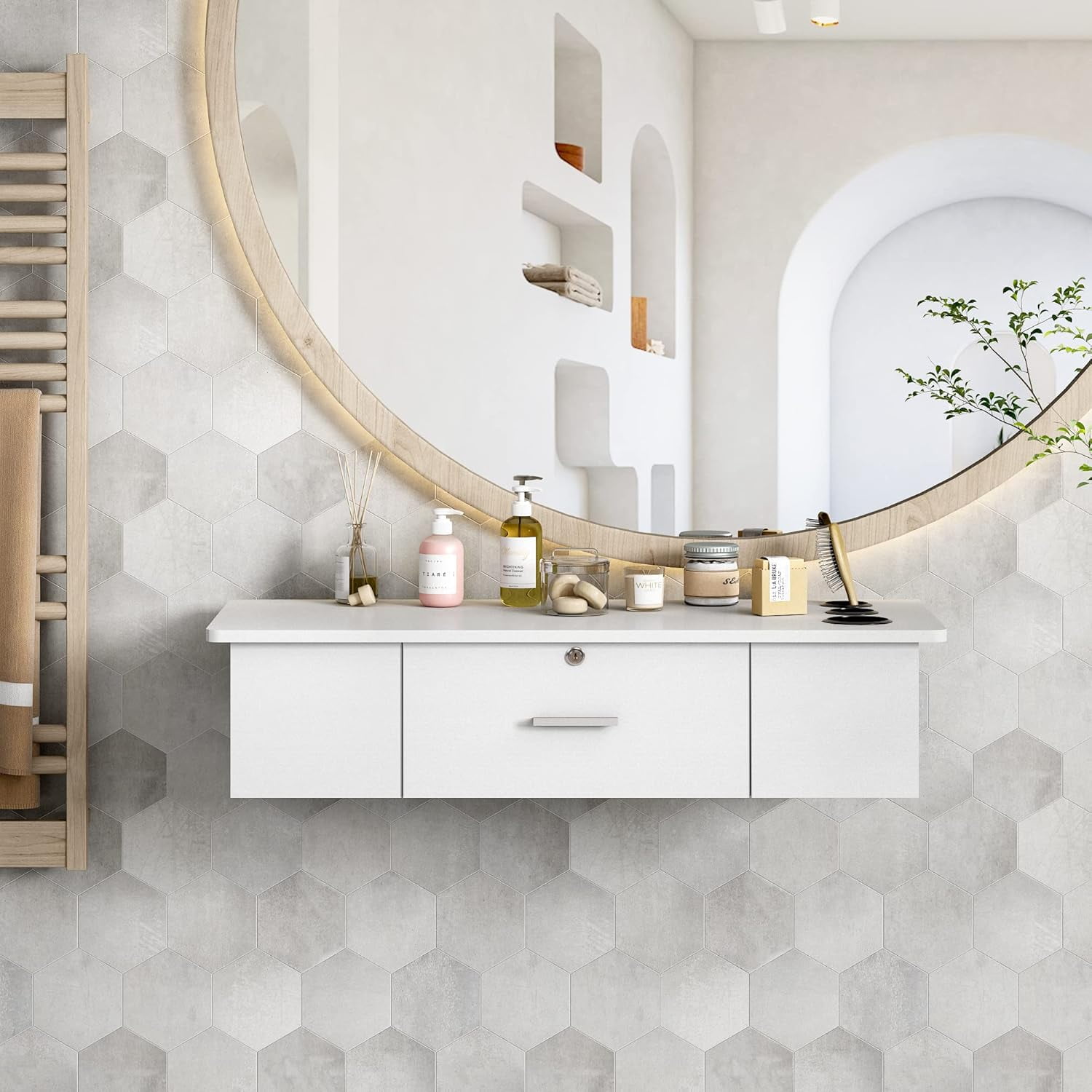 Wall Mount Styling Barber Station with Locked Storage Drawer,Salon ...