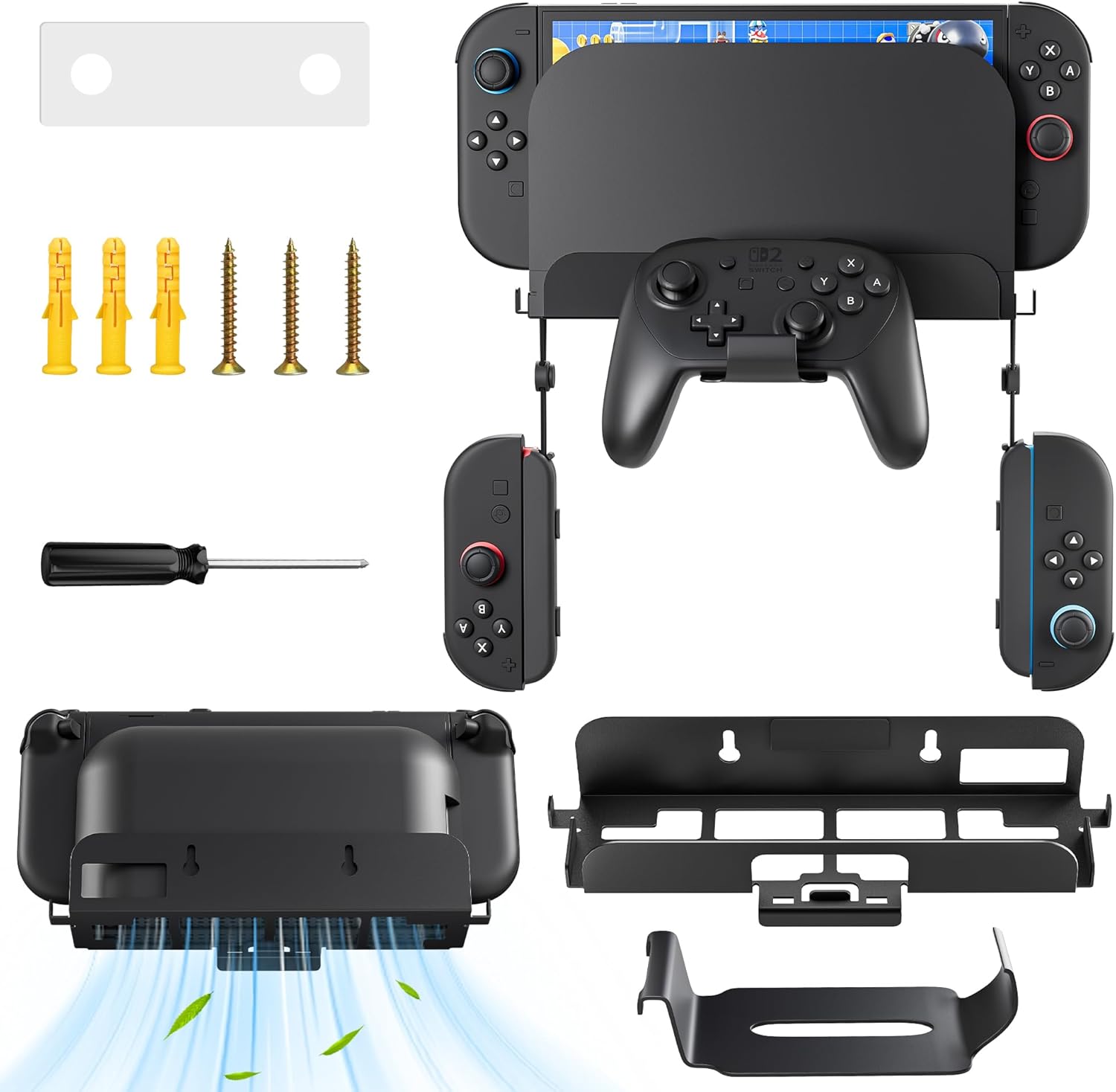 Wall Mount for Switch 2, Metal Wall Mount Kit Shelf Accessories with ...