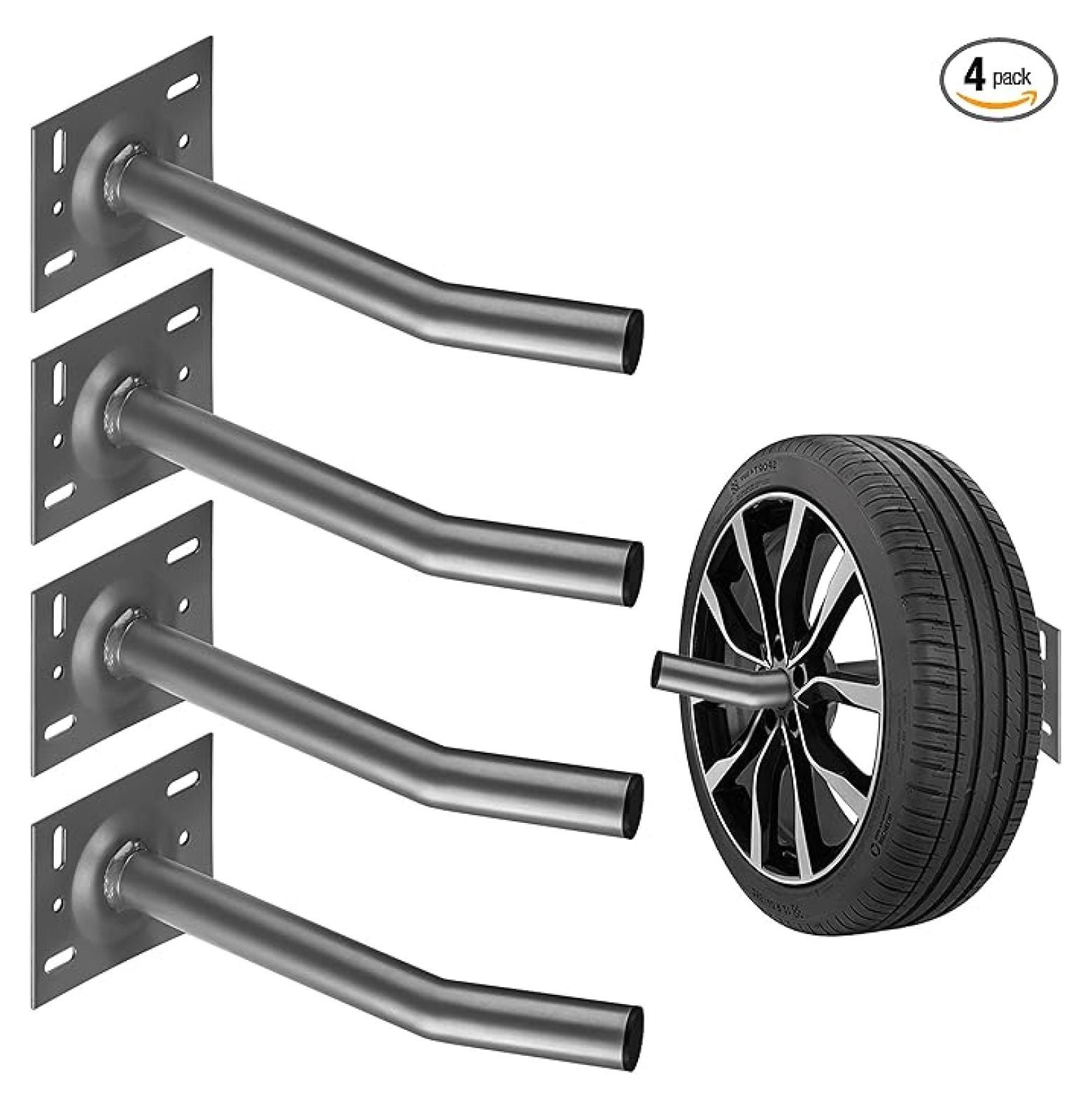 Wall Mount Tire & Wheel Brackets - 4 Post Set - Heavy Duty Steel ...