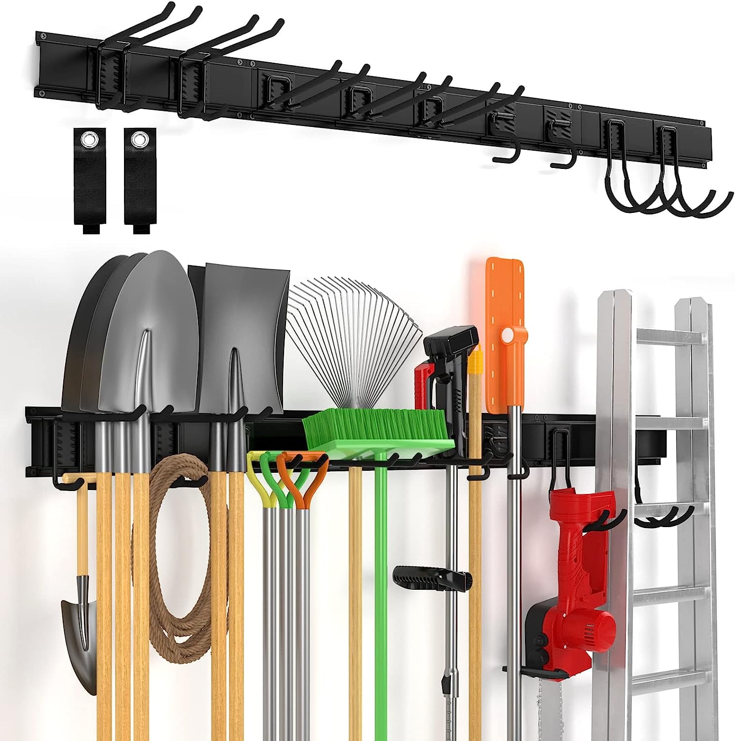 Wall Mount Tool Storage Rack, 15 PCS Heavy Duty Steel Yard Garden Tool ...