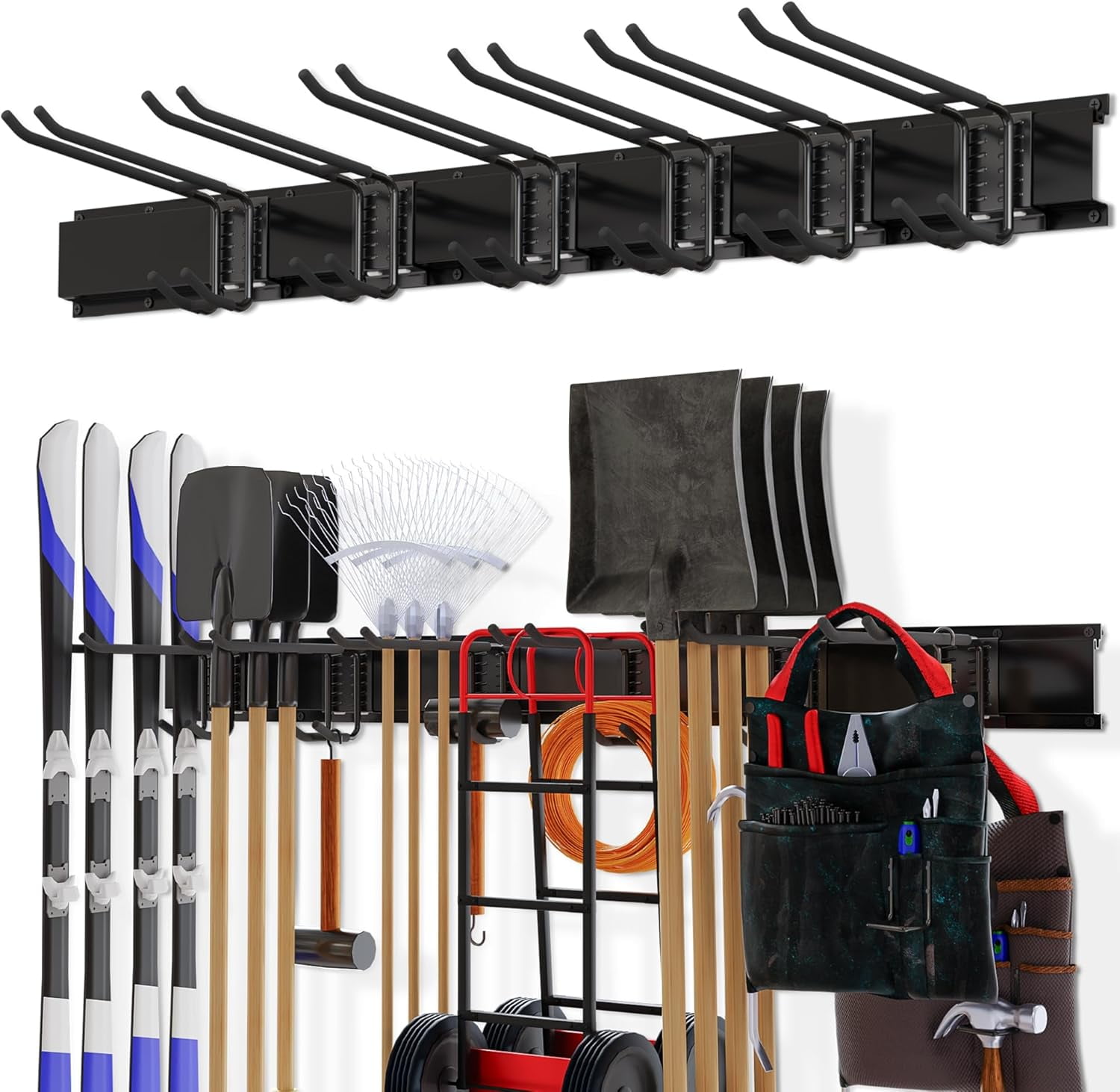 Wall Mount Tool Storage Rack, Heavy Duty Garage Storage Tool Organizer ...