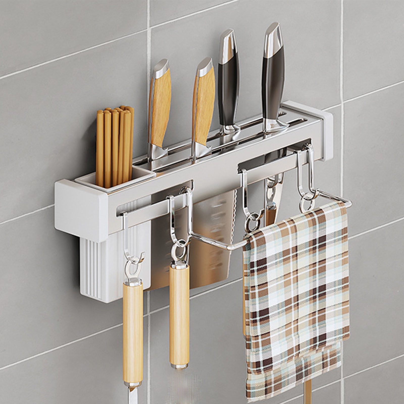 Wall Mount Utensil Holder, 11.8'' Stainless Steel Kitchen Utensil Rack ...