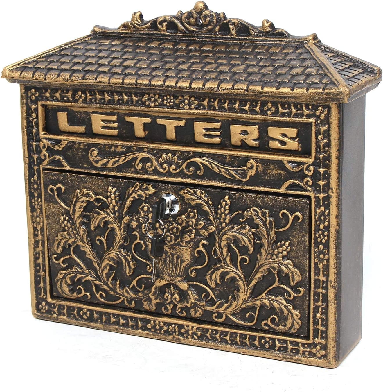 Vintage Wall-Mount Mailbox, Bronze Cast Aluminum, Lockable with 2 Keys ...