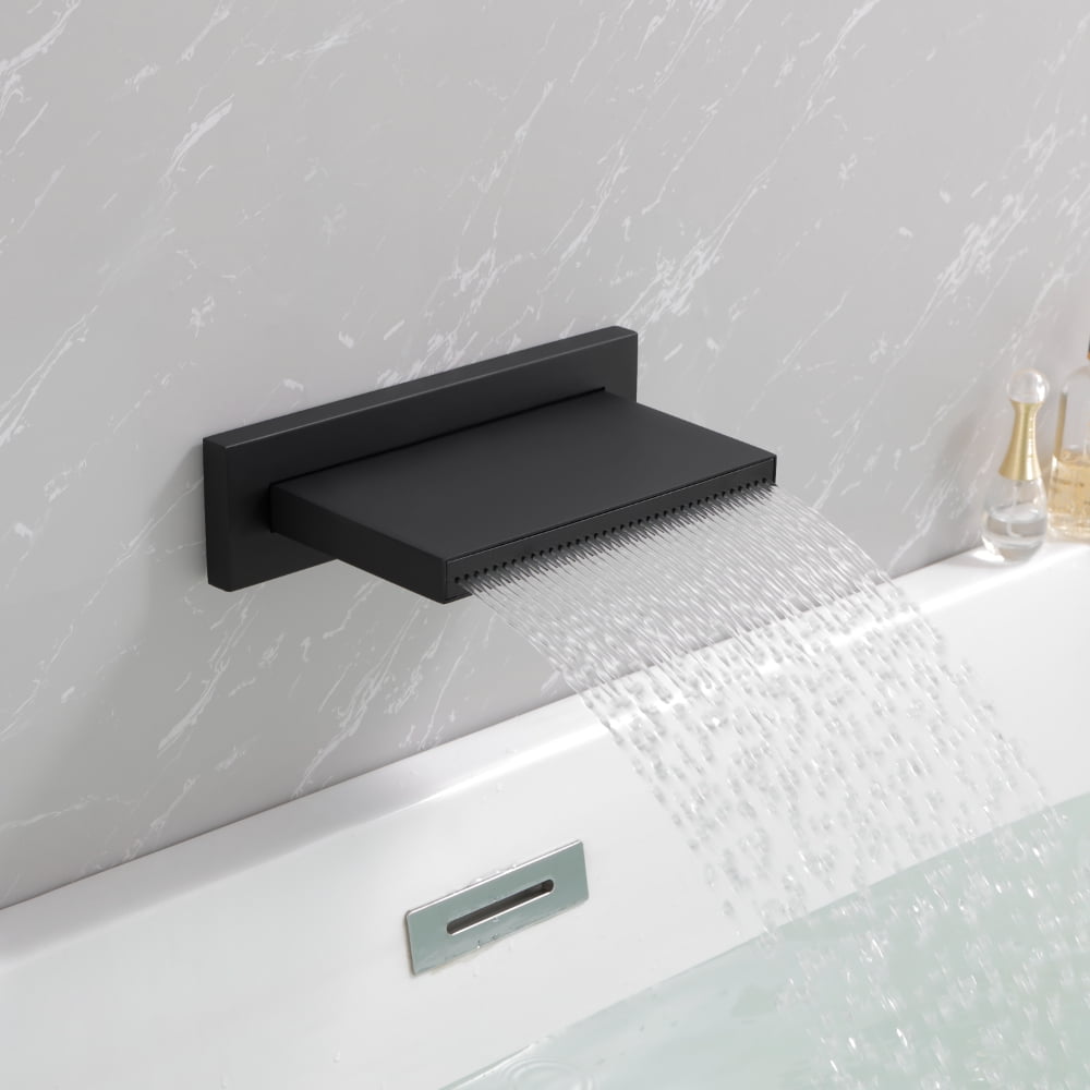 Wall-Mount Waterfall Tub Faucet with High Flow Spout Bathroom Sink and ...