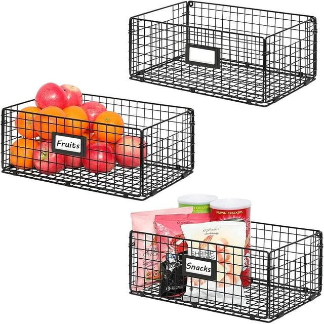 Wall Mount Wire Basket for Organizing, X-cosrack Cabinet Pantry Basket ...