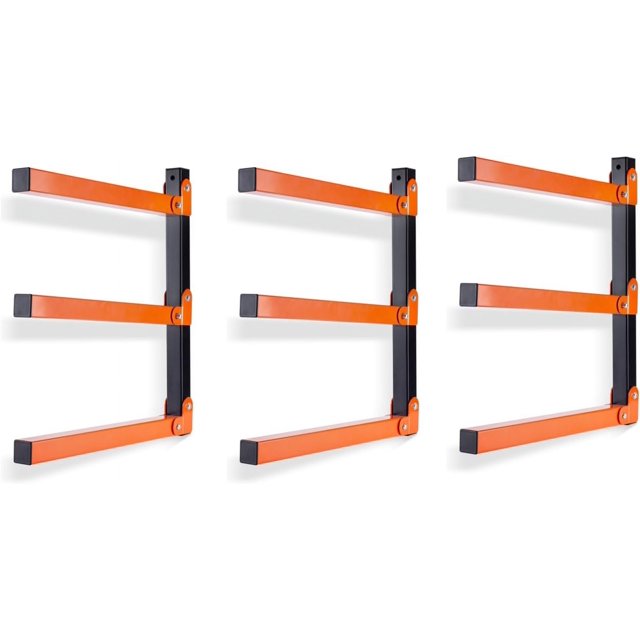 Wall Mount Wood Organizer and Lumber Storage Metal Rack with 3-Level ...