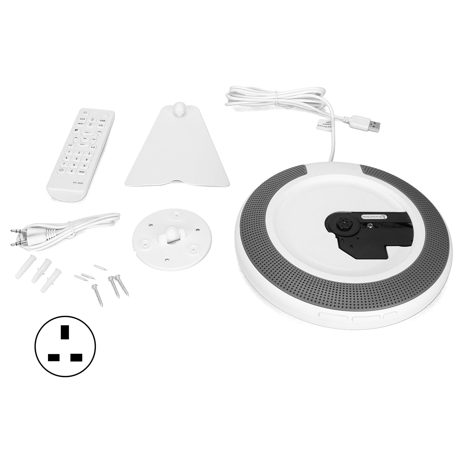 Wall-Mountable Portable CD Player with Bluetooth, FM Radio, Remote ...