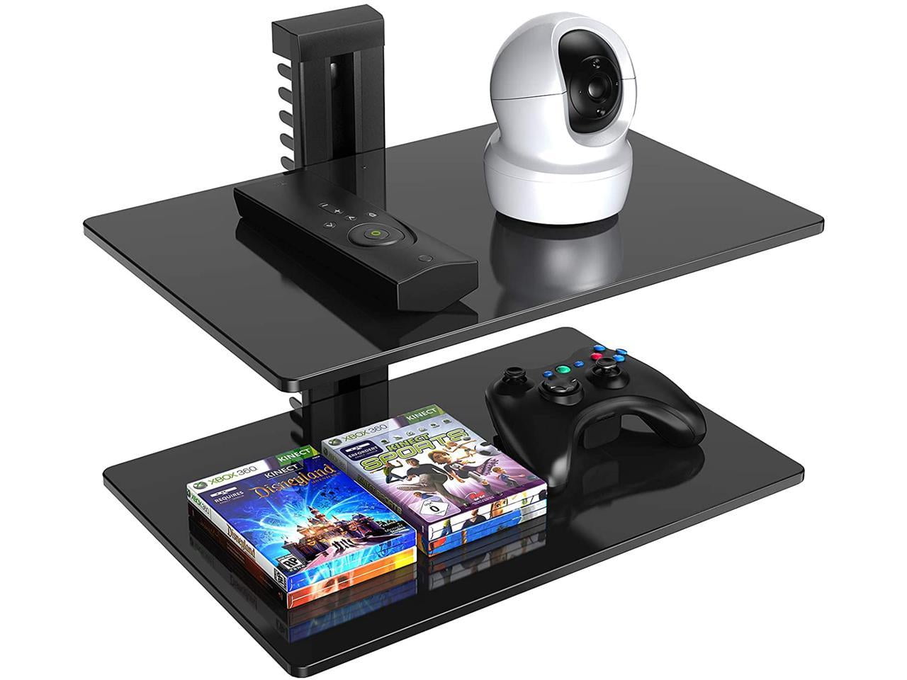 Wall Mounted 2-Tier Glass Shelf for Xbox, Cable Boxes, DVD Player ...