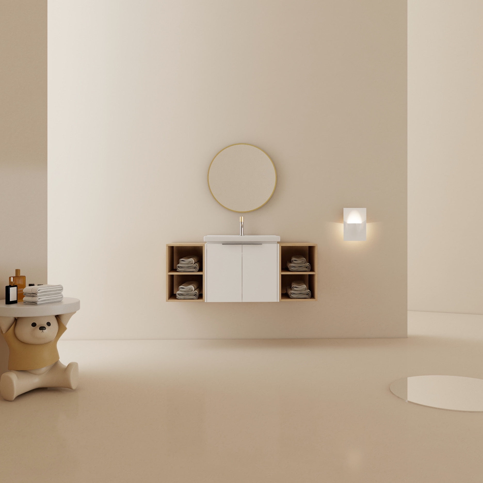 Wall Mounted 48 Inch Bathroom Vanity | Two Small Shelves for Extra ...