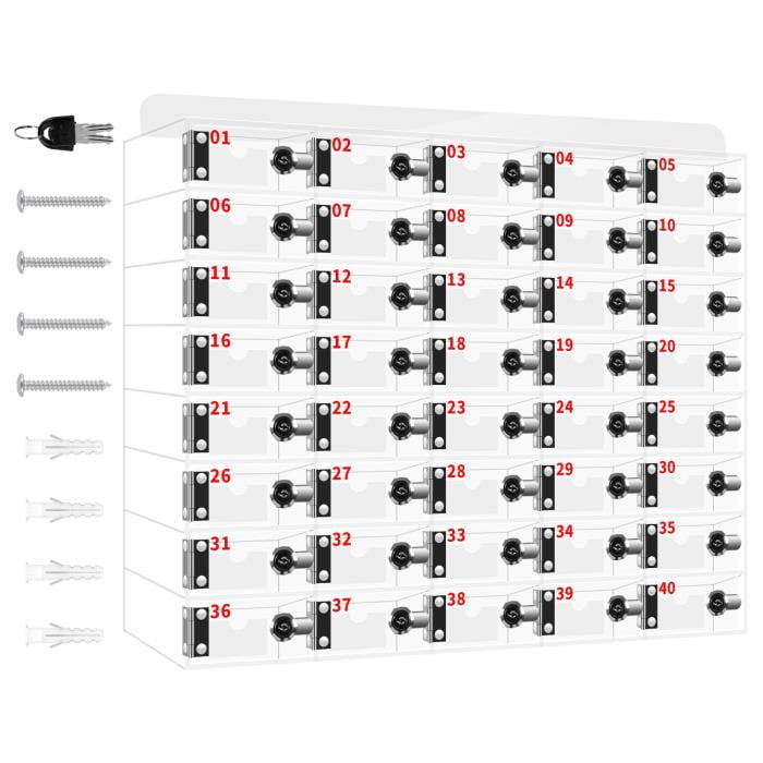 Wall-Mounted Acrylic Phone Storage System, 40 Lockable Slots, High ...