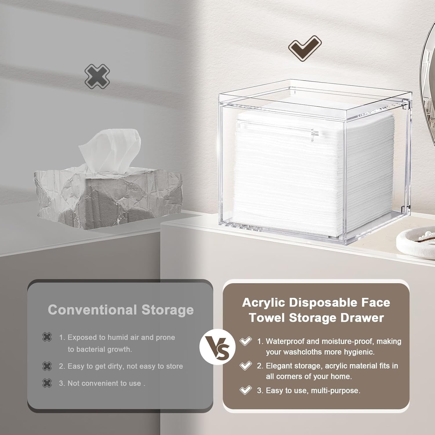 Wall-Mounted Acrylic Towel Storage Box - Disposable Towel Organizer ...