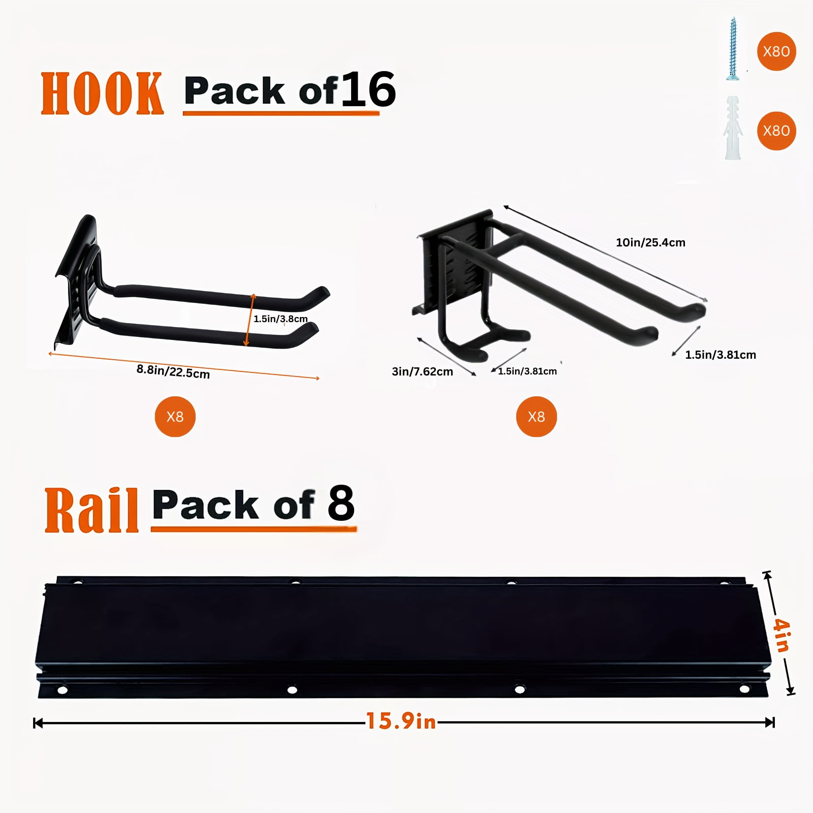 Wall Mounted Adjustable Tool Racks 12/24pcs, 64/128 Inches Garage ...