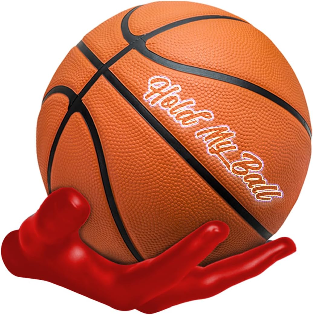Hold My Ball Basketball Holders – Red Large Hand Wall Mount Displays ...