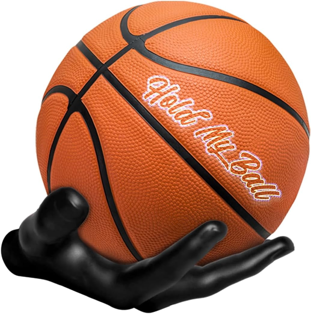 Hold My Ball Basketball Holders – Black Large Hand Wall Mount Displays ...