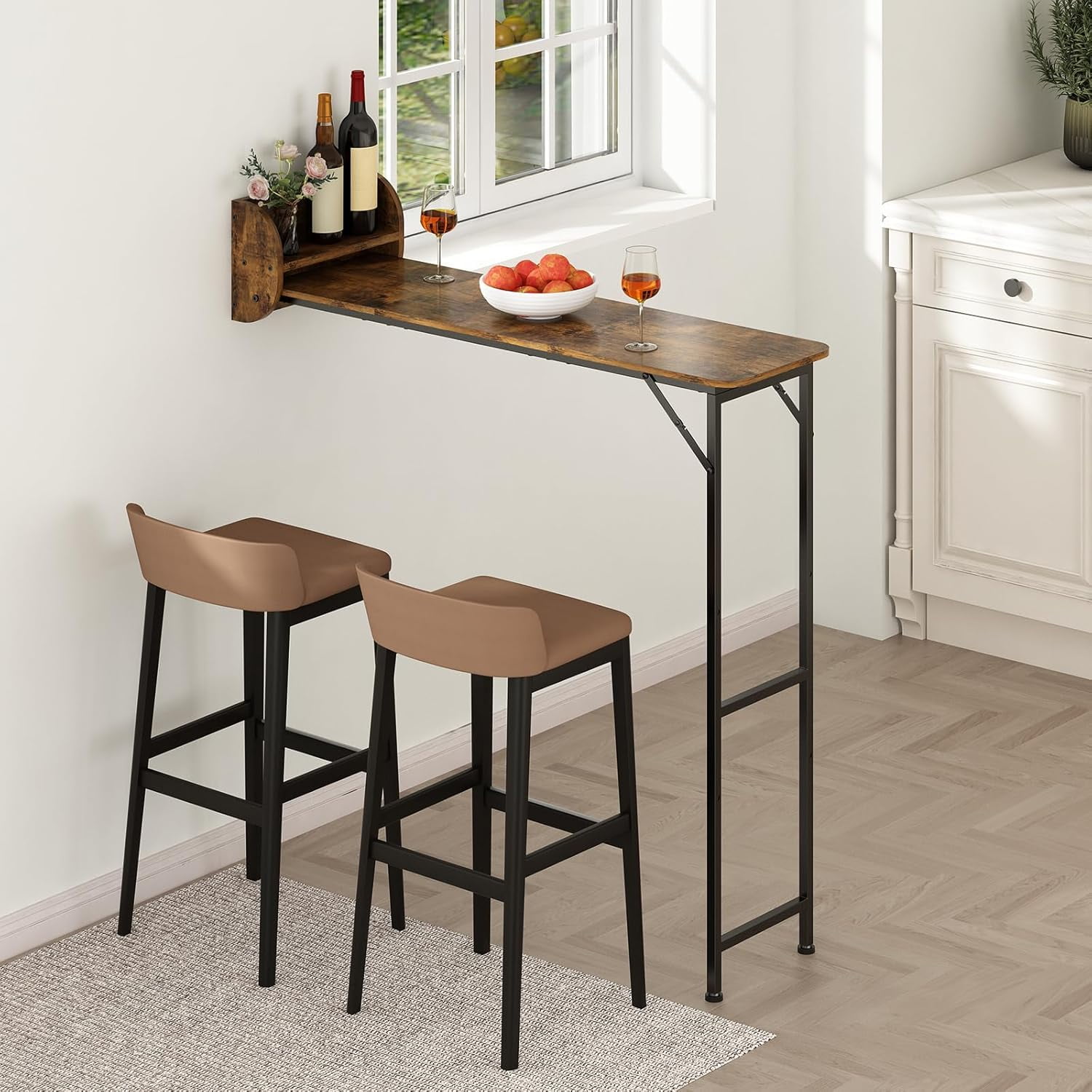 Wall Mounted Bar Table, Folding Counter Bar Height Table, 42" Coffee ...