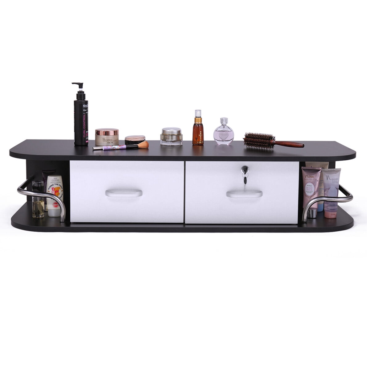 Wall Mounted Barber Station with Locking Drawer and Open Storage ...